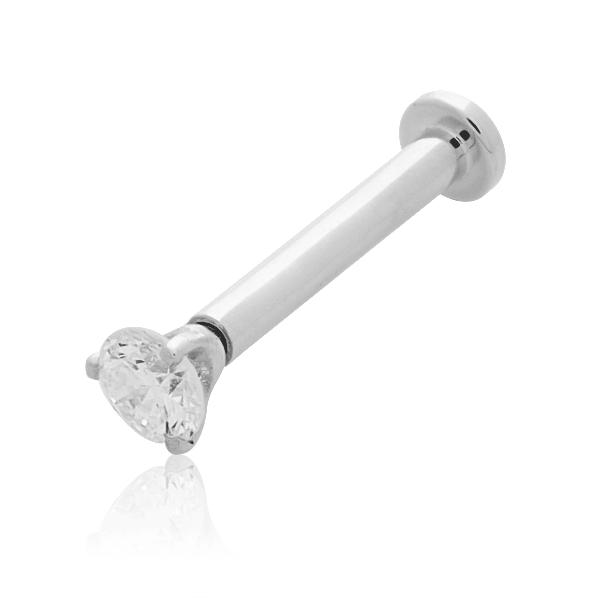 Piercing Hélix labret en or blanc et diamant véritable serti griffé