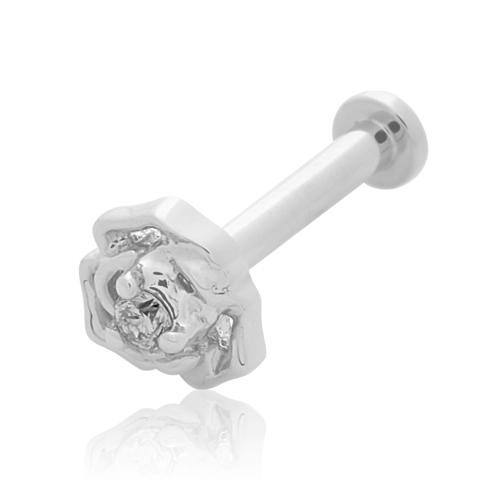 Piercing Hélix : labret en or blanc et diamant véritable