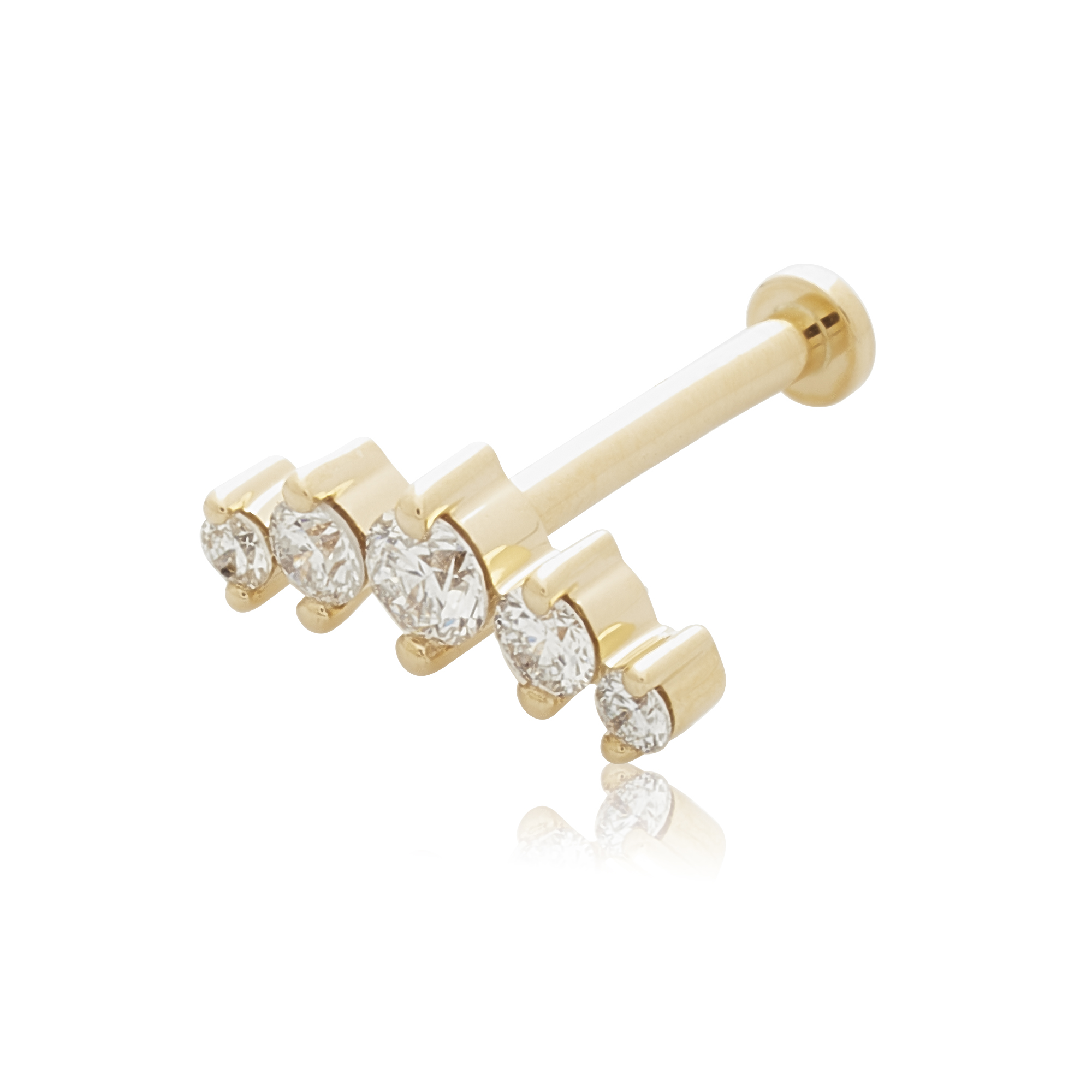 Piercing de tragus : labret en or et diamants véritables