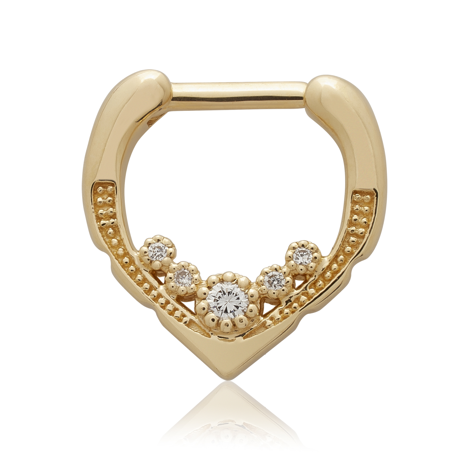 Piercing de daith : anneau en or 18 carats orné diamants