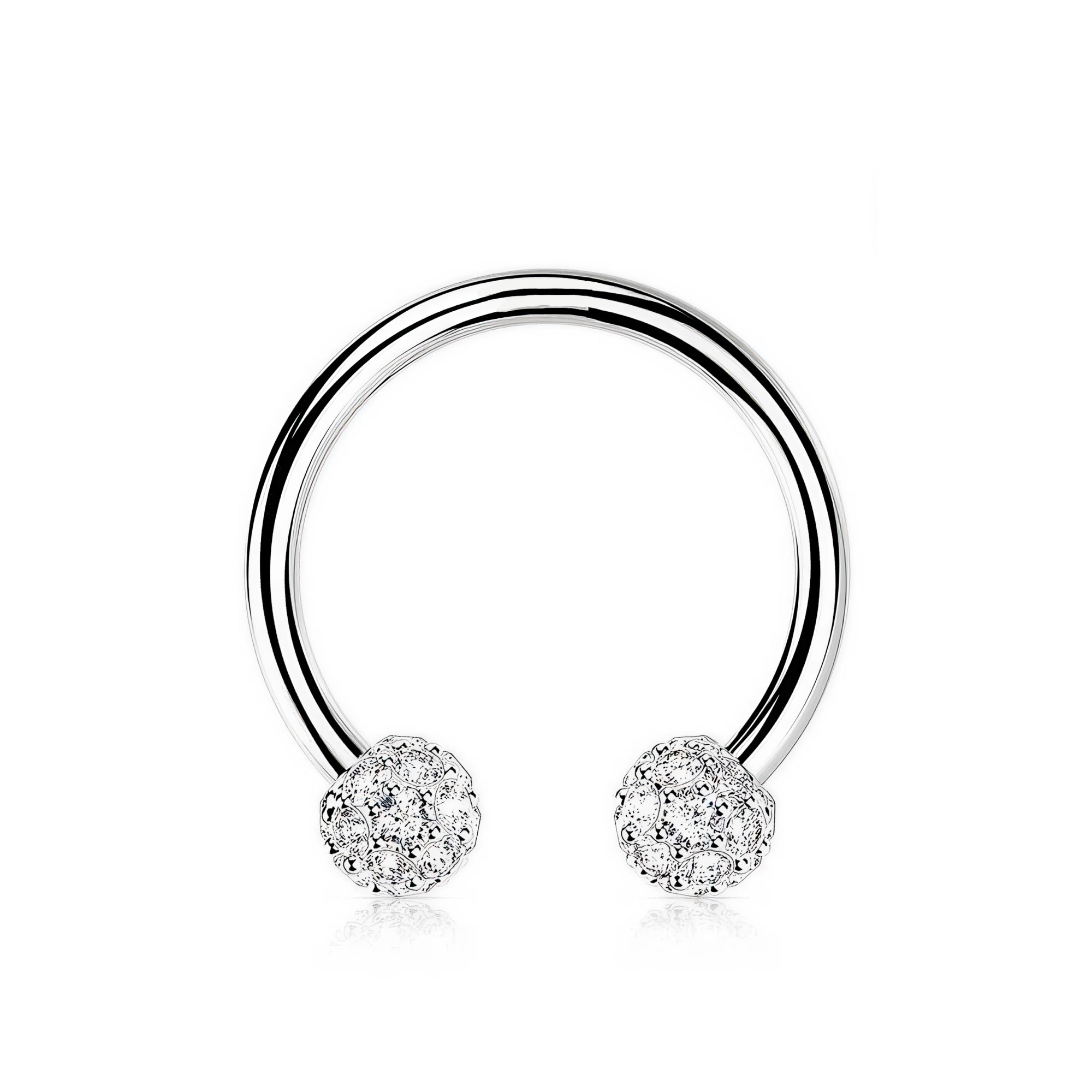 White gold piercing: horseshoe with diamond-set balls