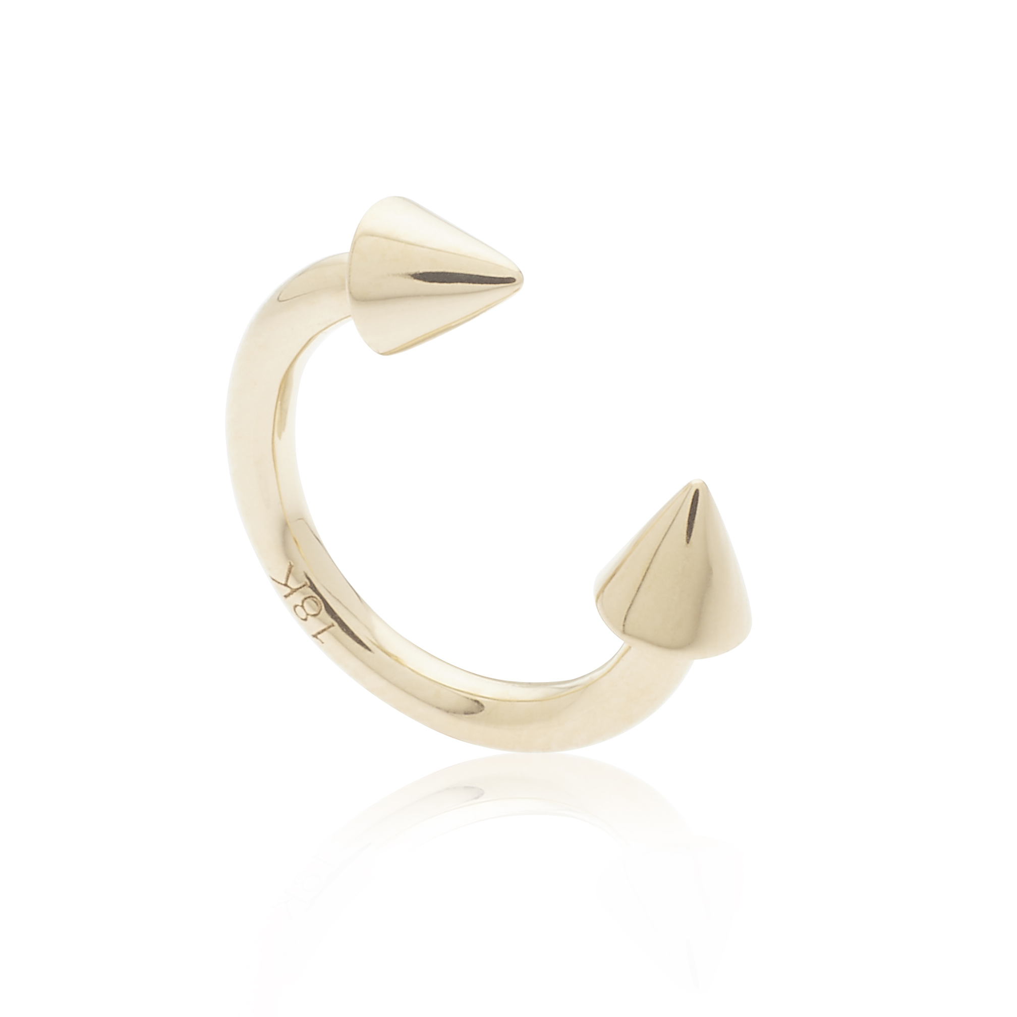 18k Yellow Gold Daith Piercing: Horseshoe with Spikes