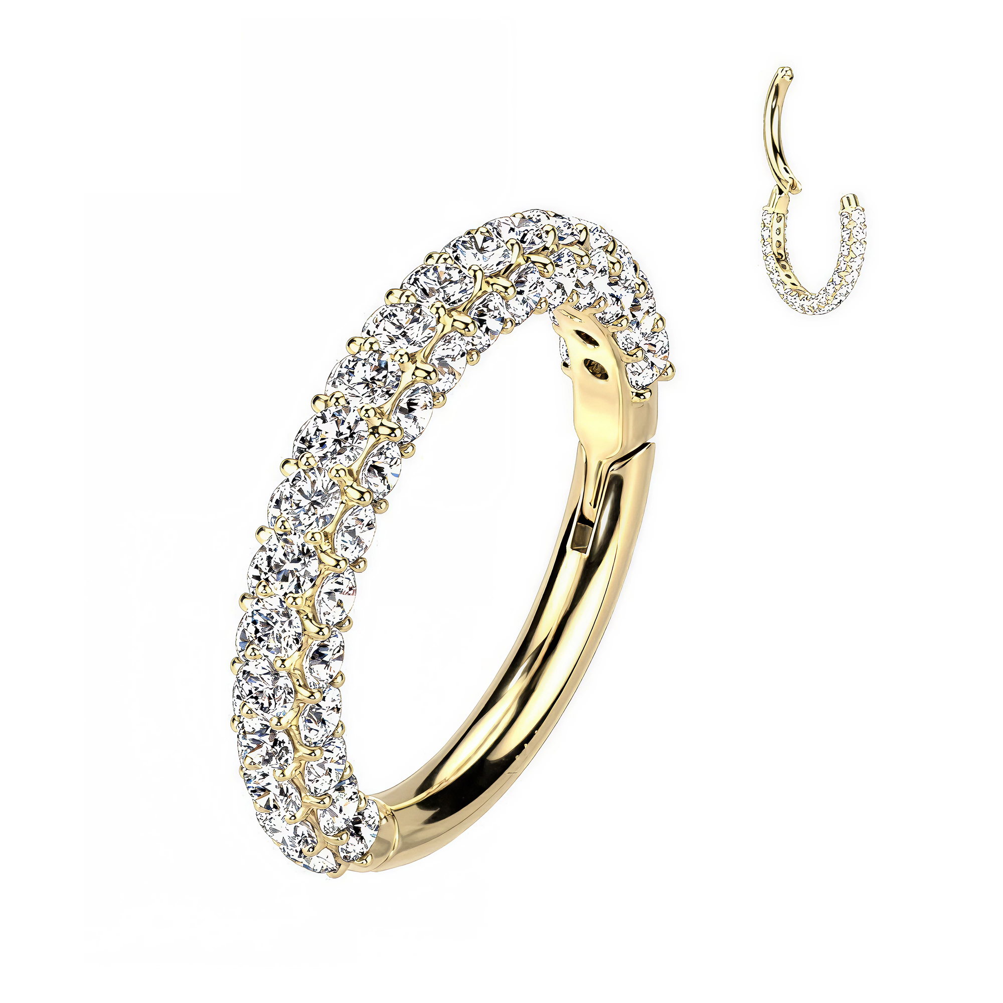 18K Yellow Gold Clicker Ring Set with Genuine Diamonds