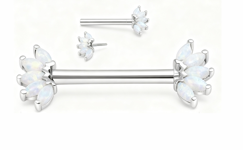 Piercing Téton Treadless, Or et Opales